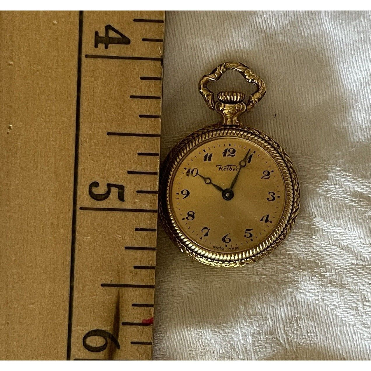 Vintage Kelbert Swiss Pocket Watch Gold Tone - Floral Back - Etsy