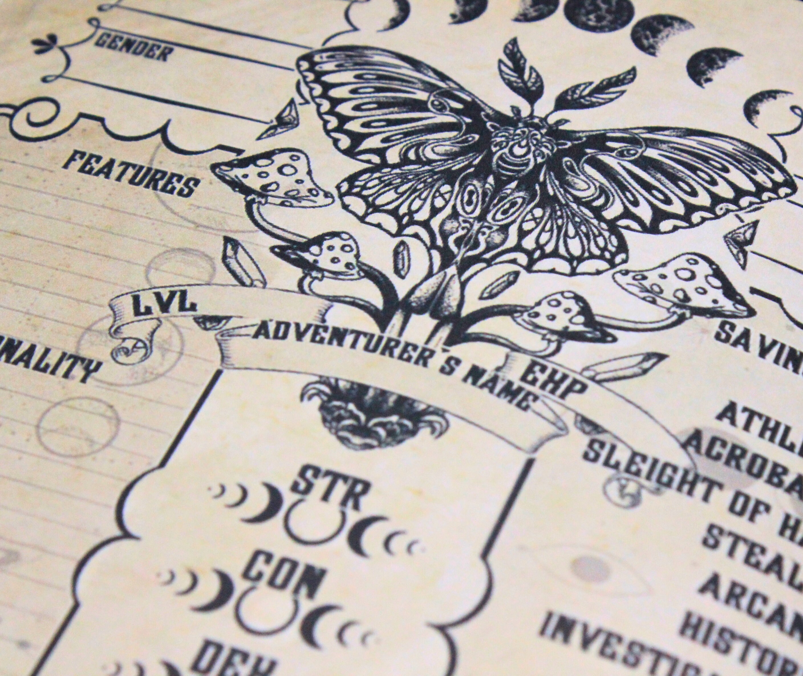 Death Head Moth TTRPG Character Sheet Book 25 Full Character Sheets for ...