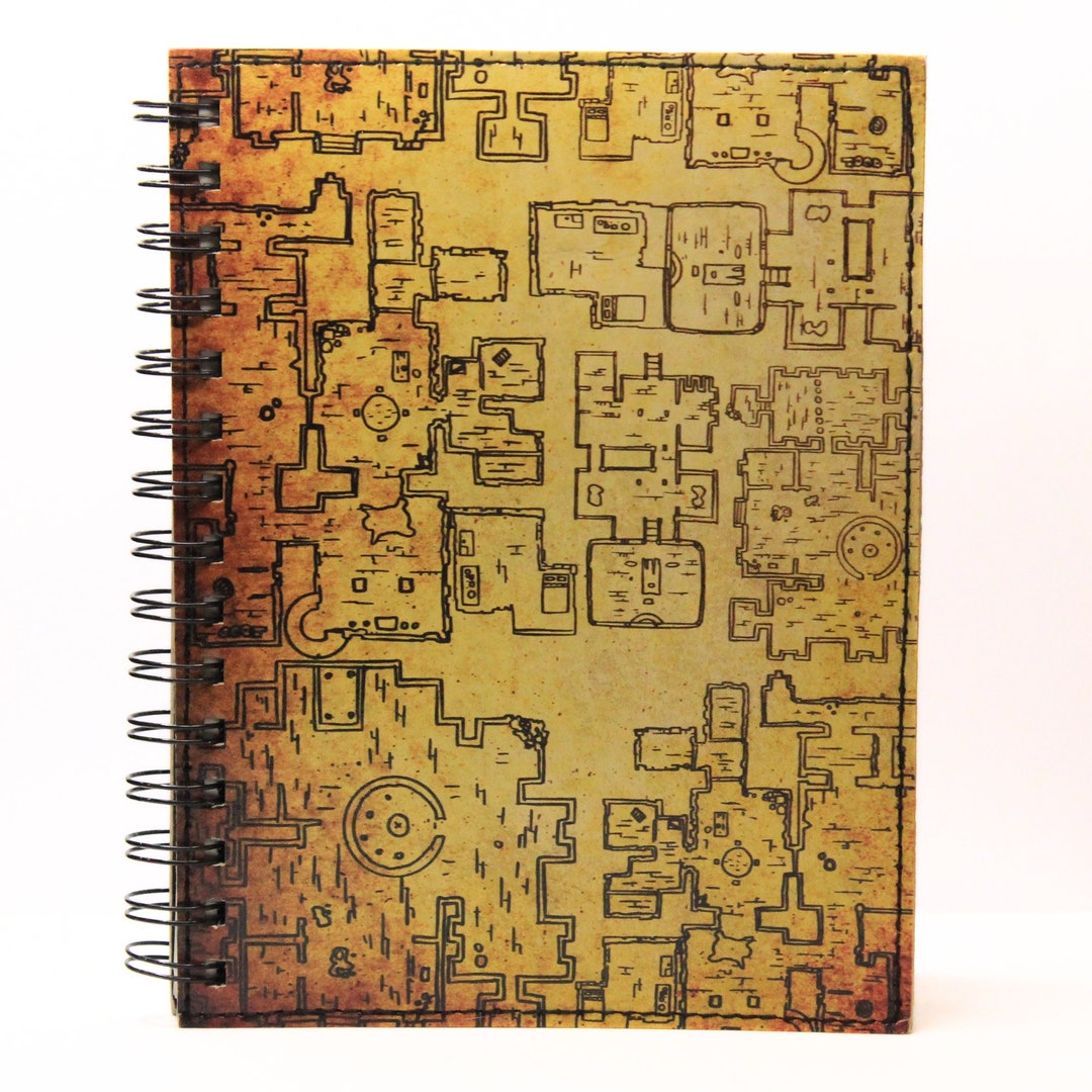 Dungeon Map Spiral Notebook (6"x8") | Lined Leather Cover, Grimoire ...