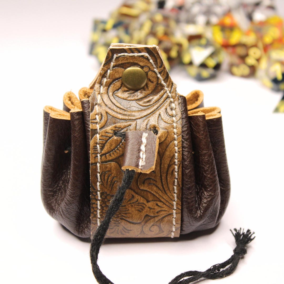 Handmade Leather Dice/coin Pouch | 3"x3.5" Leather Dnd Handmade Dice ...
