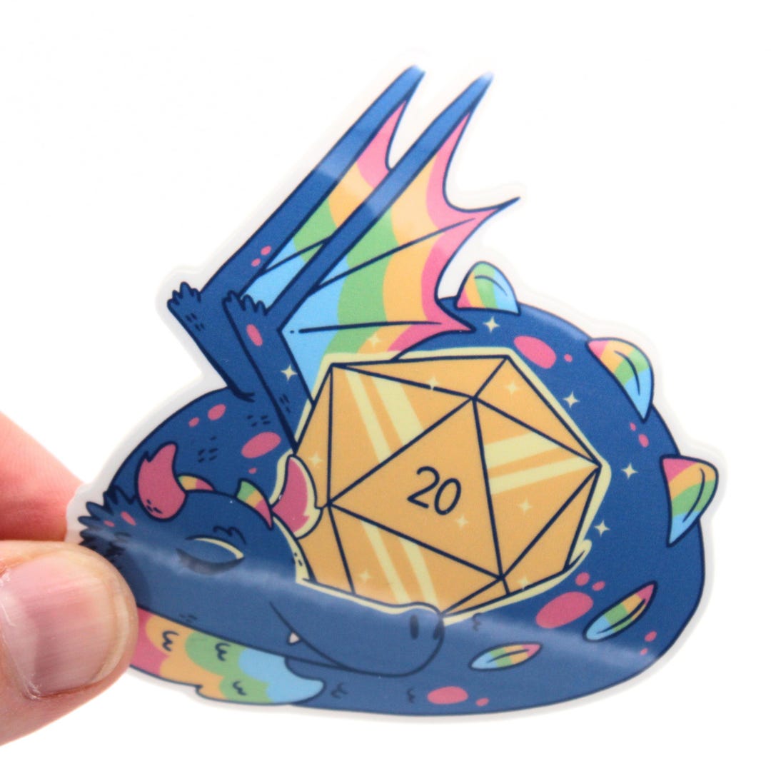 Rainbow Dragon Sticker | 3" DIE Cut Sticker, D20 Dragon Hoard Decal ...