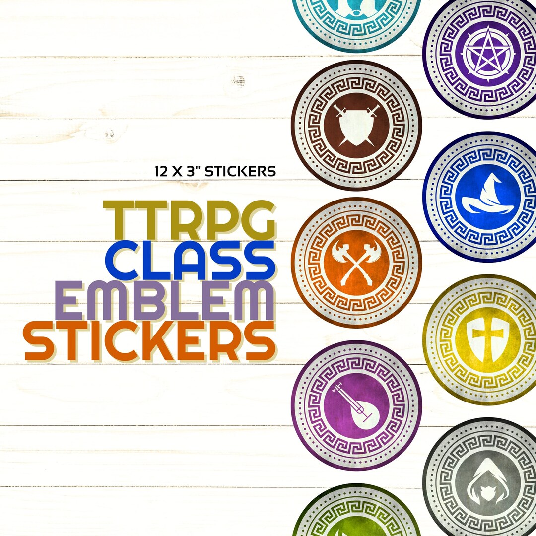 3" TTRPG Class Emblem Stickers | Dnd Tabletop Roleplaying Game Sticker ...