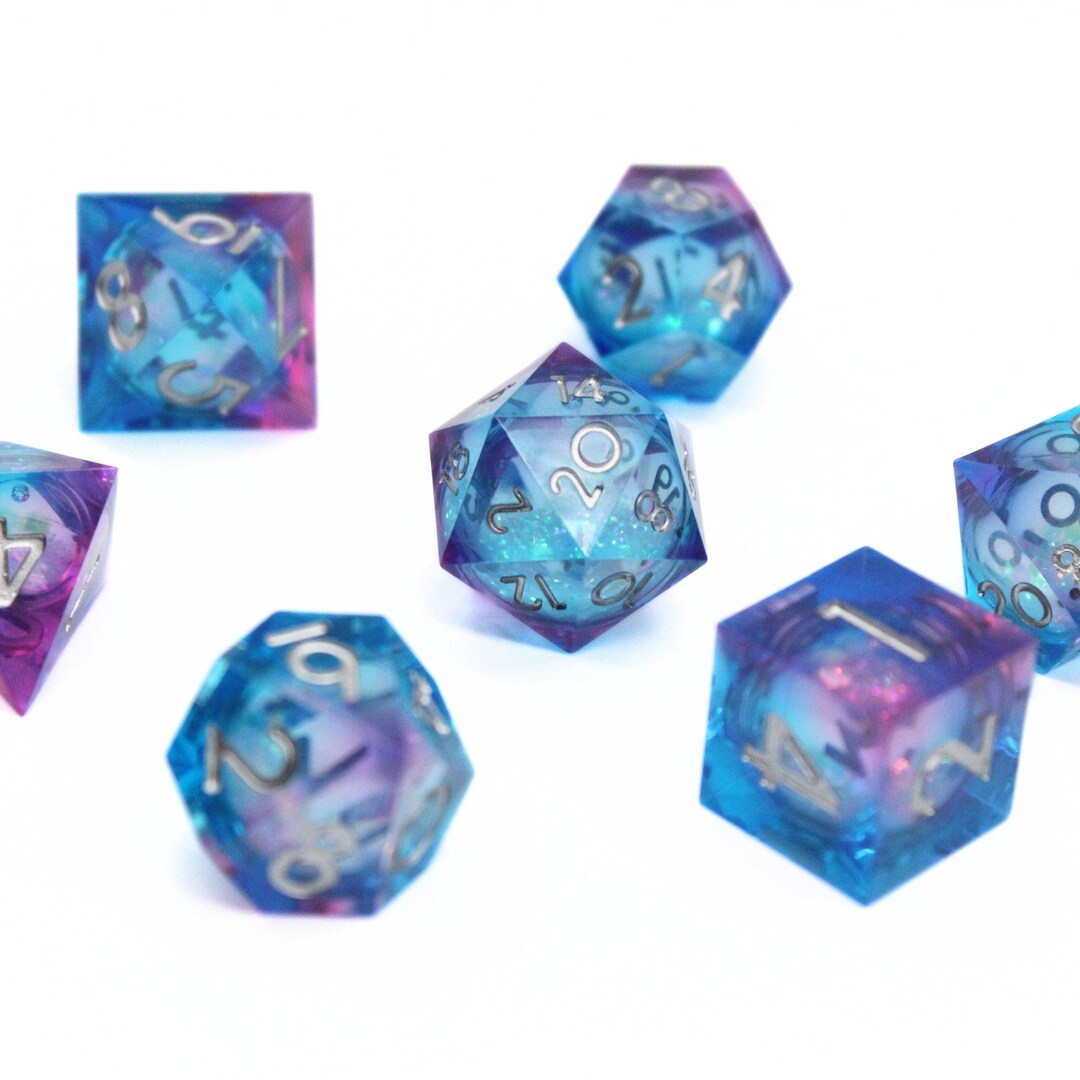 Aurora Drift Liquid Core 7pcs Dice Set Sharp Edge Dice for Dnd and ...