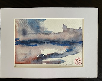 Original Mini Watercolor Landscape Seascape Painting, Mini Painting ...