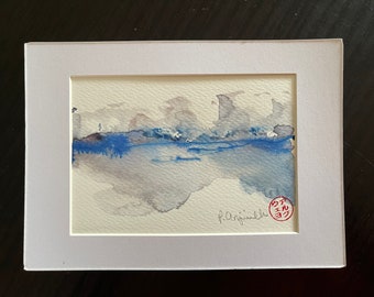 Original Mini Watercolor Landscape Seascape Painting, Mini Painting ...