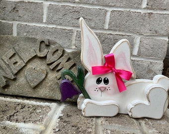 Easter Bunny With Egg, Wood, Rabbit, Painted, Home Decoration, Easter ...