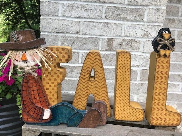 Scarecrow, Fall Letters, Wood, Fall Decor, Halloween Decor ...
