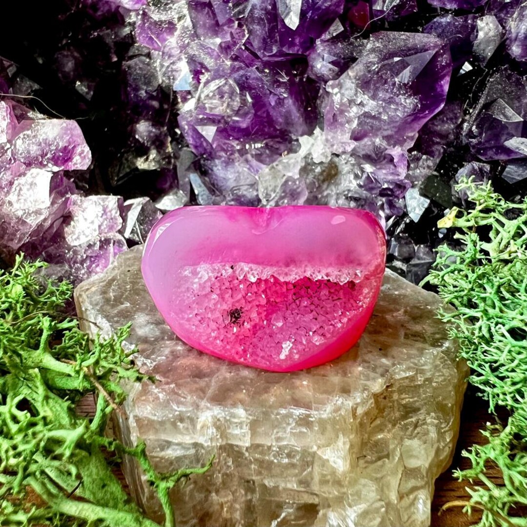 Polka Candy Heart Rock Candy Ring Sweet Fun Light Pink Striped Agate ...