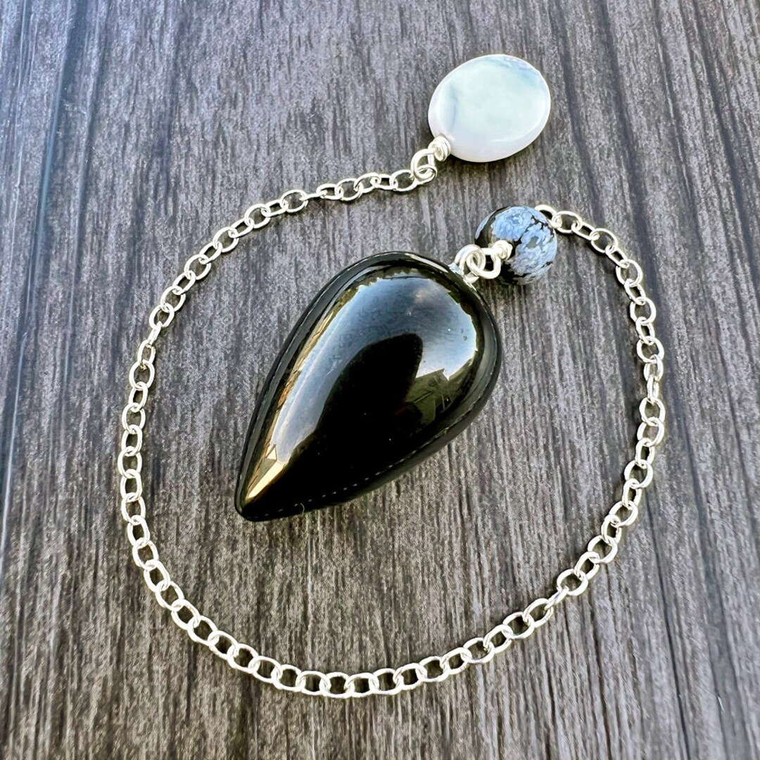 Black Onyx, Snowflake Obsidian and White Howlite Waterdrop Pendulum - Etsy