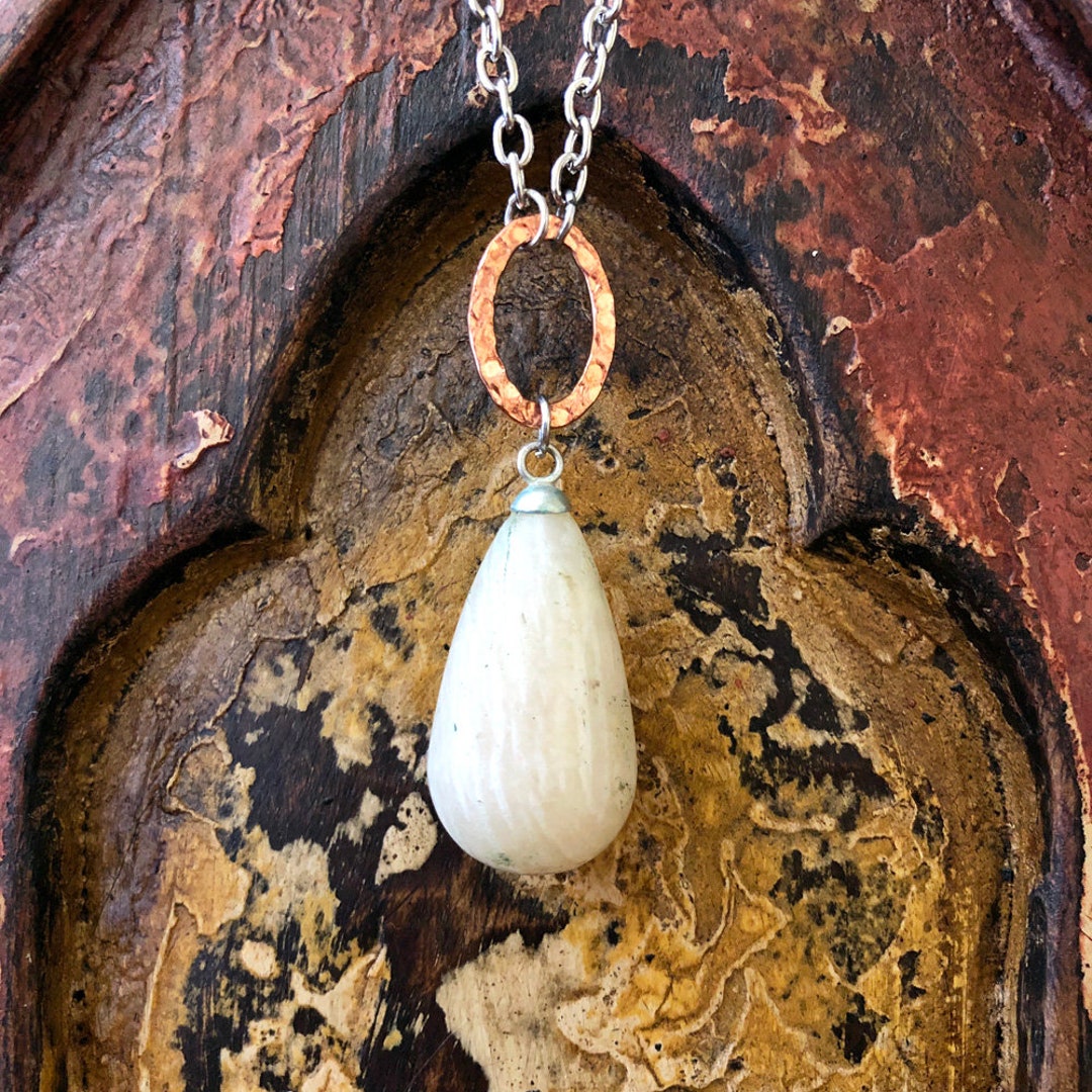Moonstone Gemdrop Raindrop Teardrop Pendant Copper and Silver Mixed ...