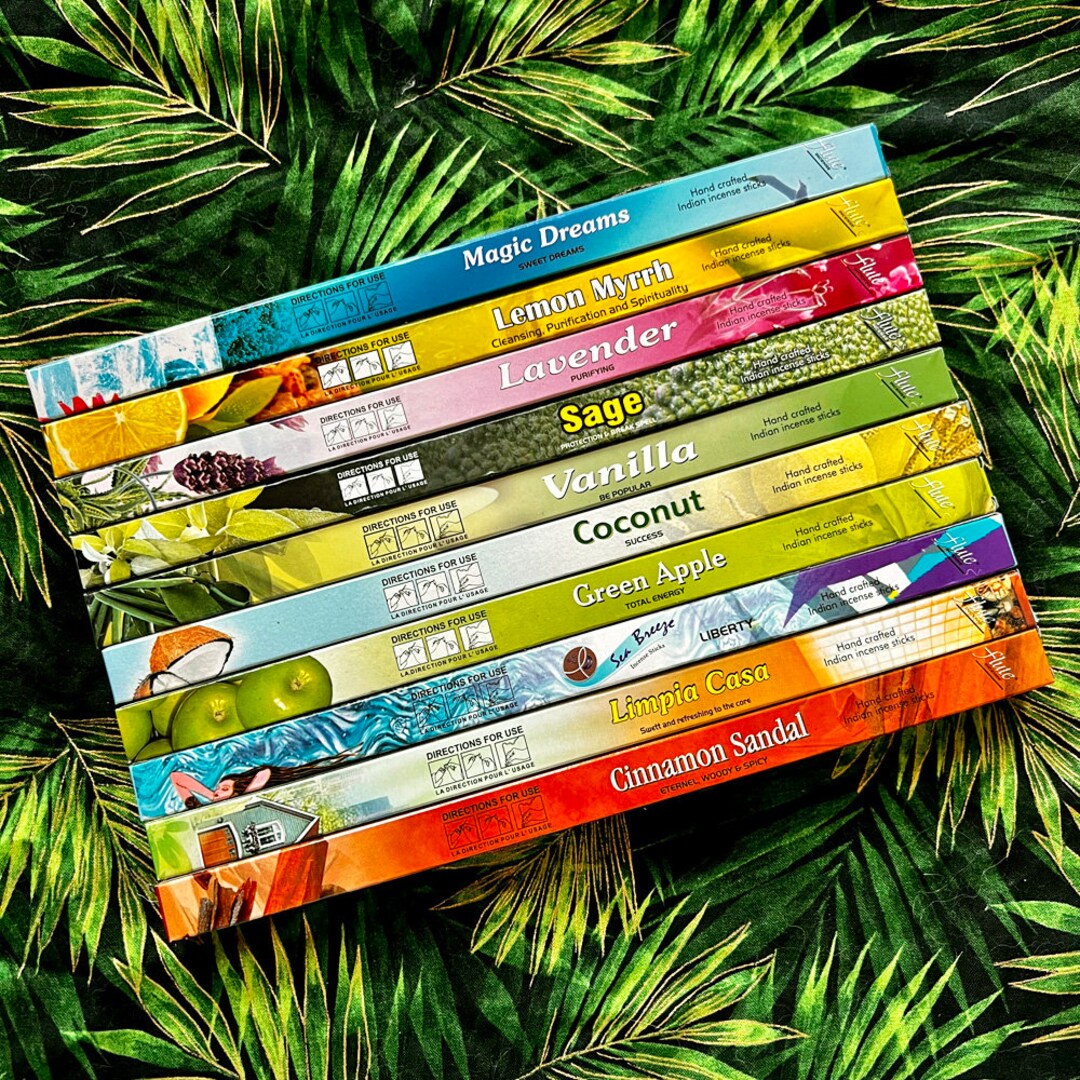 10 Scent Sampler Pack A Assorted FLUTE Incense Sticks - 10 Tubes of 8 ...