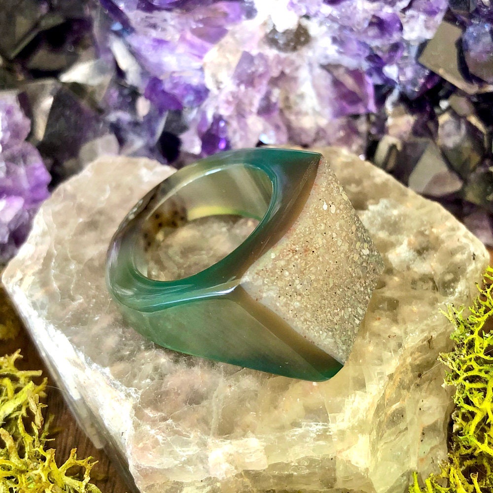 Lush Landscape Rock Candy Ring Translucent Verdant Green Agate - Etsy