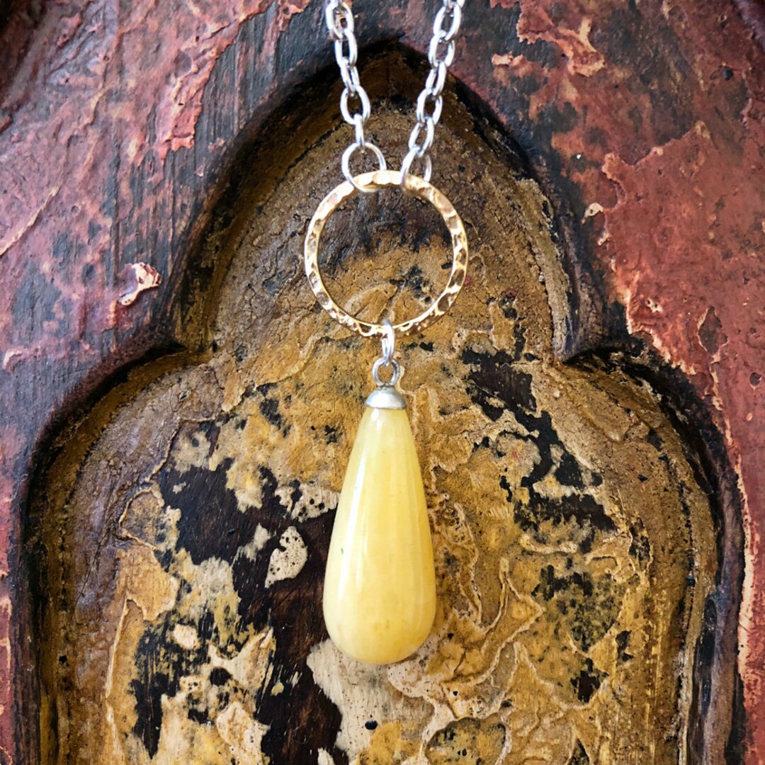 Golden Quartz Gemdrop Raindrop Teardrop Pendant Gold and Silver Mixed ...