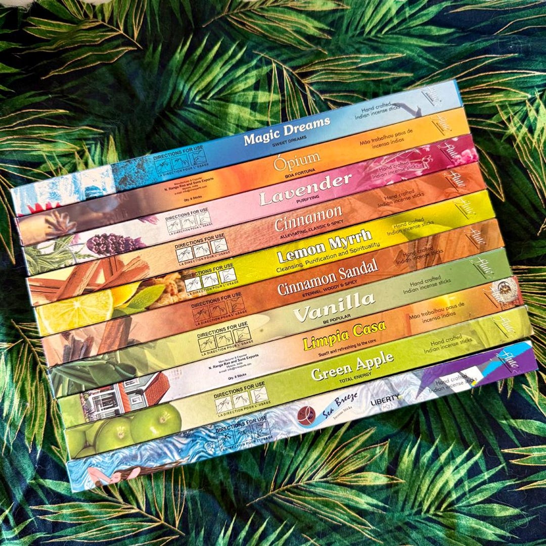10 Scent Sampler Pack B Assorted FLUTE Incense Sticks - 10 Tubes of 8 ...