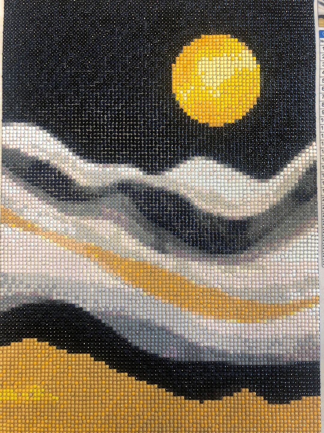 Completed Diamond Art Yellow Moon Hand Made 5D Diamond Painting 12x16 ...