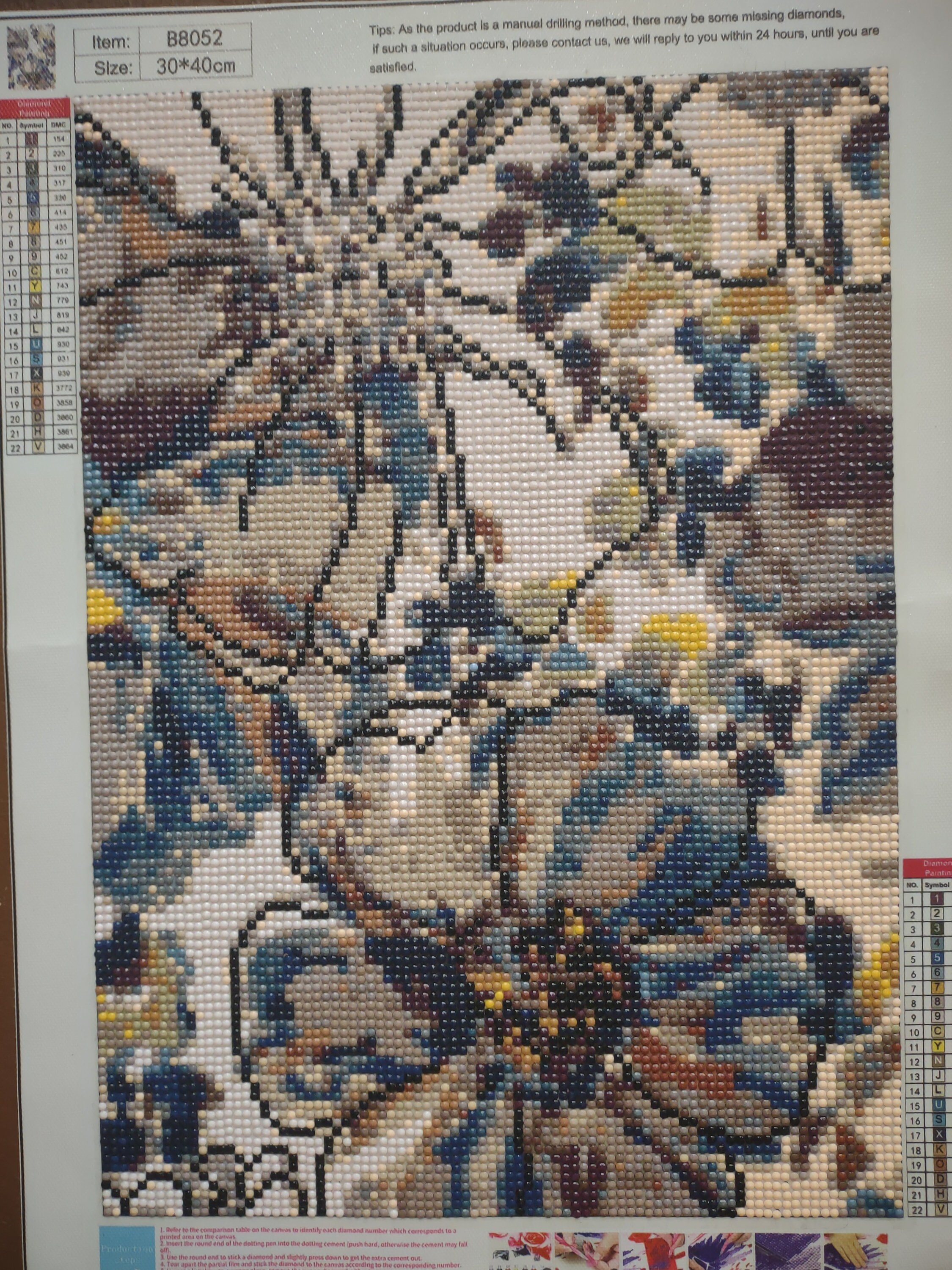 Abstract Blue Flowers Full Drill 12x16 Inch Completed Diamond Painting ...
