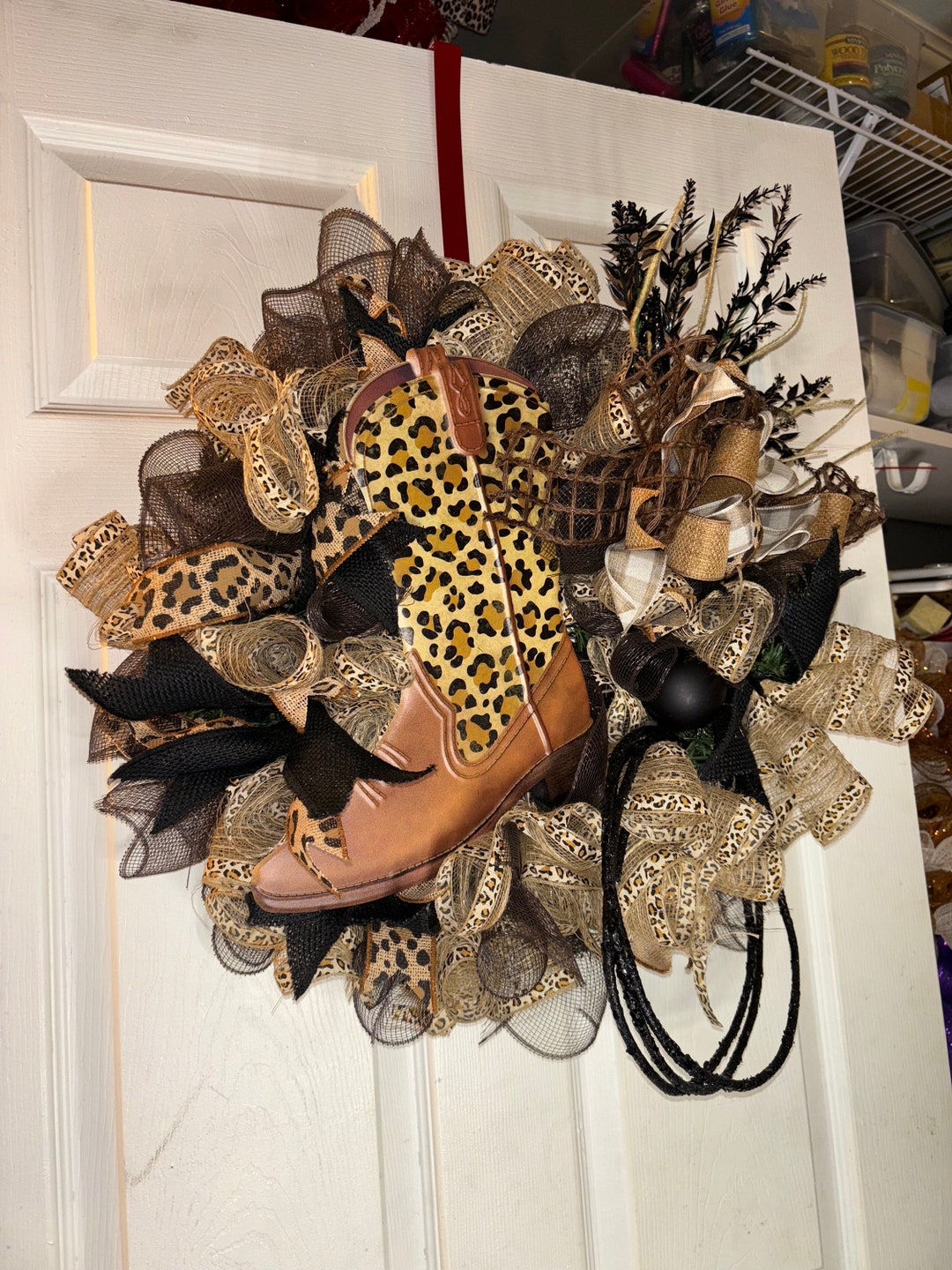 Country Style/cowboy Boot Wreath, Animal Print, Glam Rope Wreath - Etsy