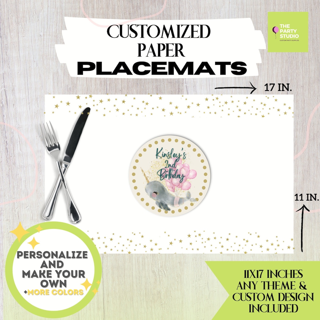 Personalized Paper Placemats Custom Event & Kids Party Decor - Etsy