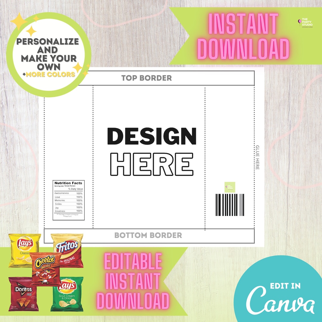 Chip Bag-diy Digital Template - Etsy