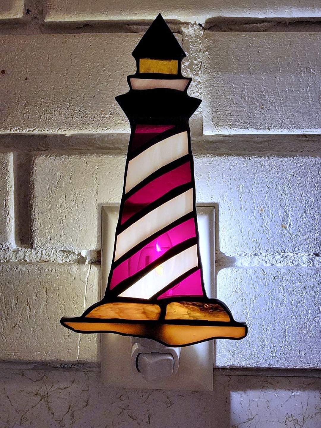 Lighthouse Night Light / Lighthouse Decor / Stained Glass Lighthouse ...