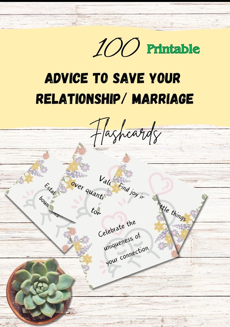 100 Printable Relationship, Marriage Flash Cards, Digital Flash Cards ...