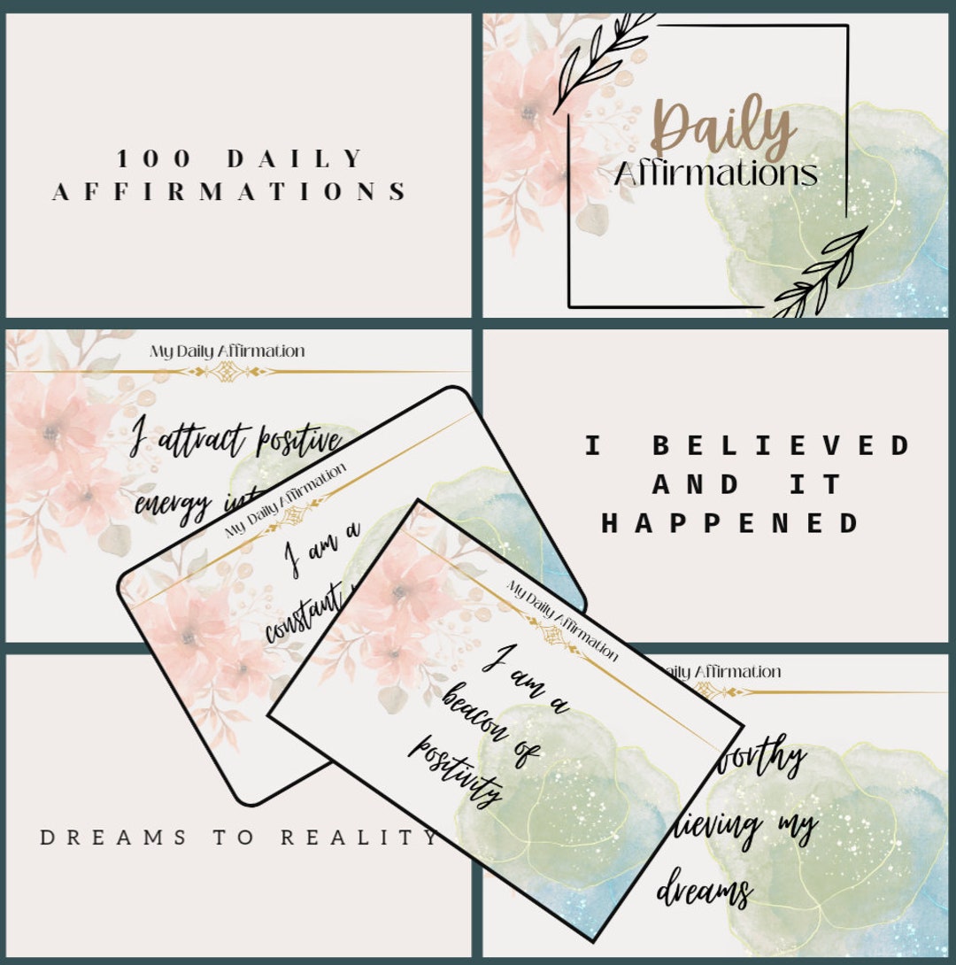 100 Affirmation Cards for Motivation, Inspirational Flash Cards ...