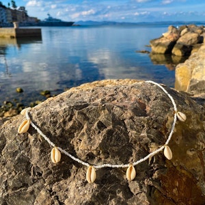 White Beaded Belly Chain With Cowrie Shells Beach-style Body Jewellery ...