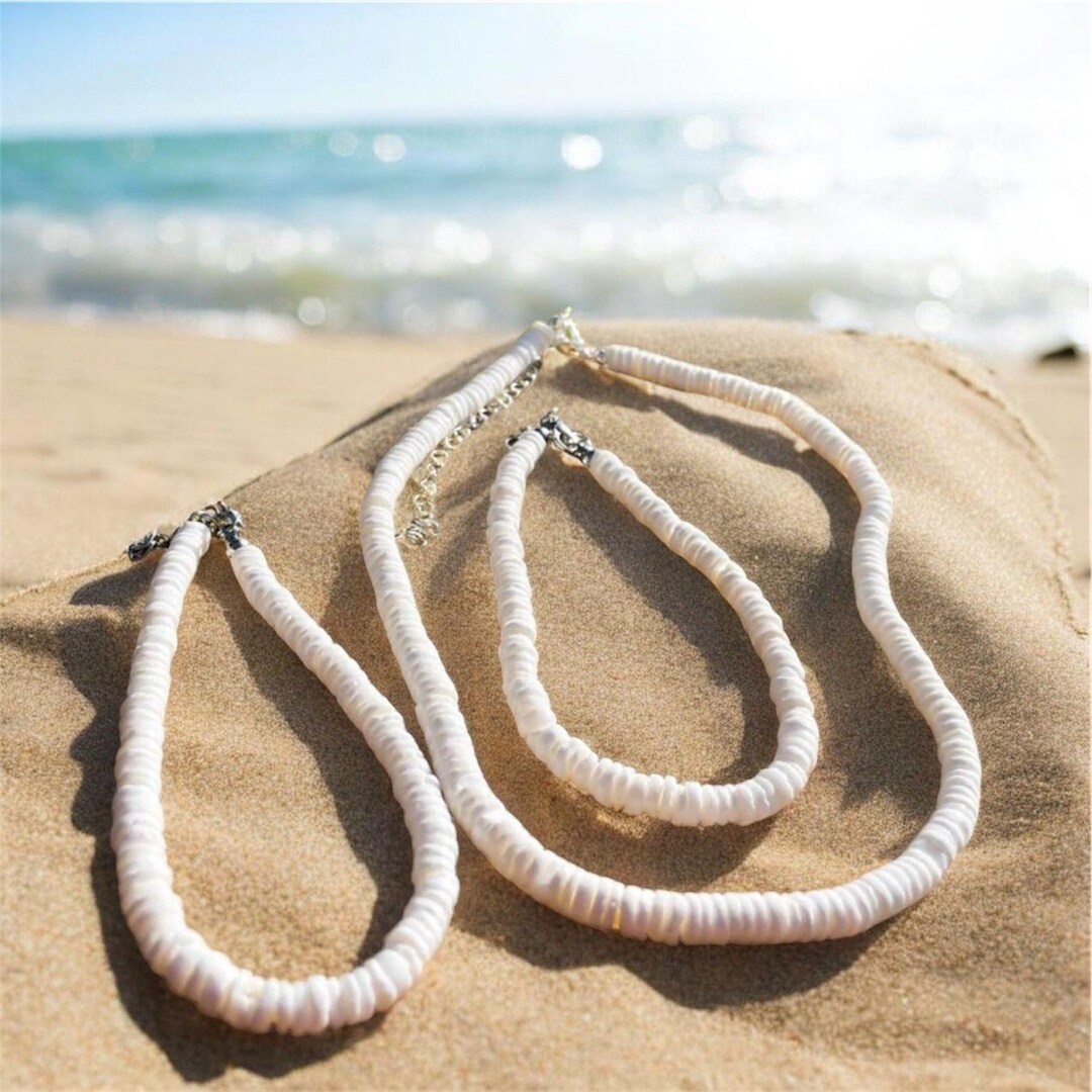 Puka Shell Jewellery Set | Handmade Matching White Choker, Anklet ...