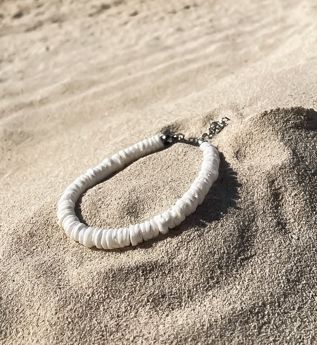 Handmade White Puka Shell Bracelet | Surf-style | Beach Jewellery | Obx ...