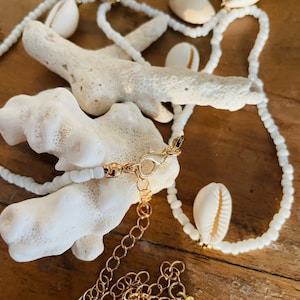 White Beaded Belly Chain With Cowrie Shells Beach-style Body Jewellery ...