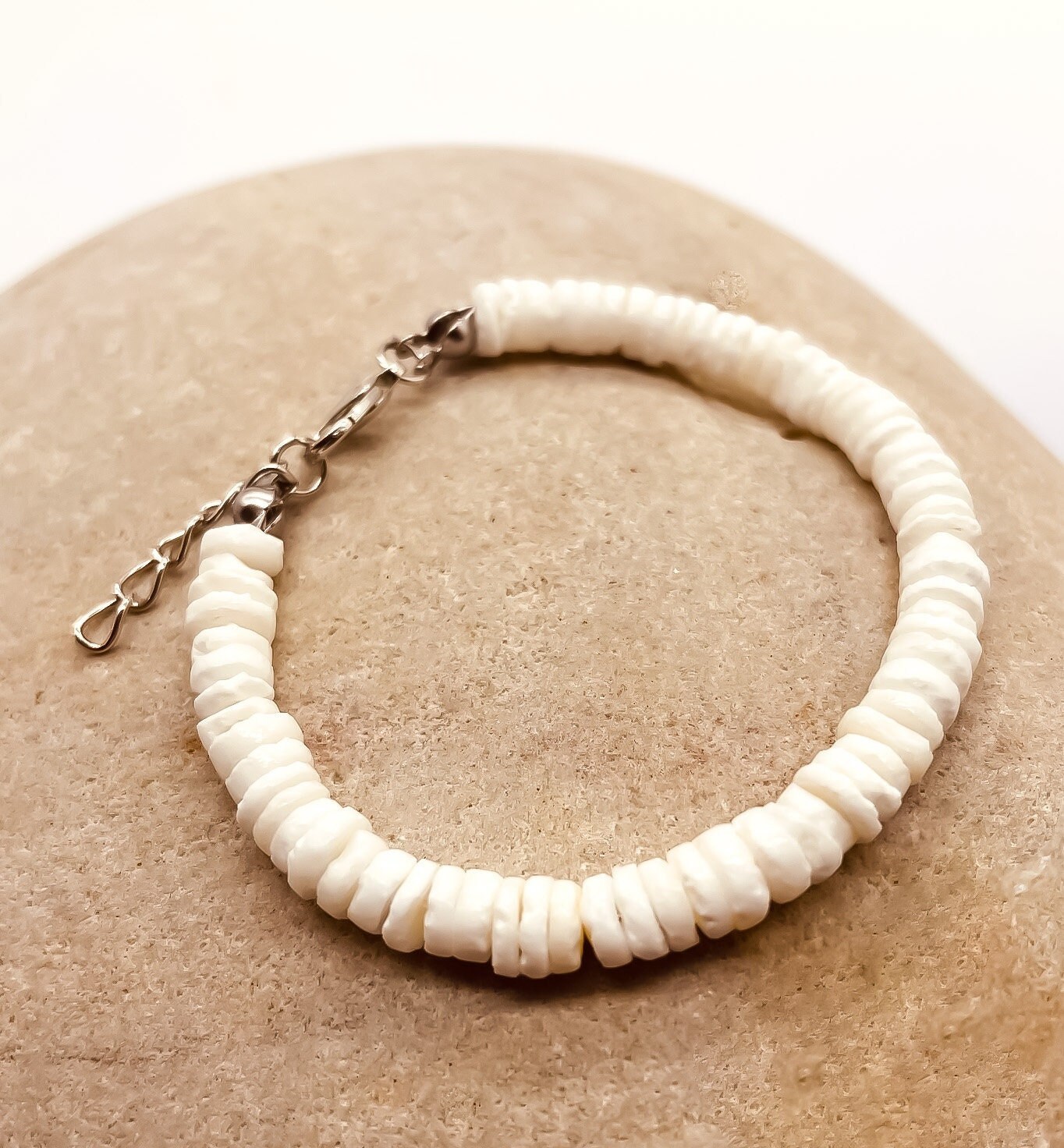 Handmade White Puka Shell Bracelet Surf-style Beach - Etsy UK