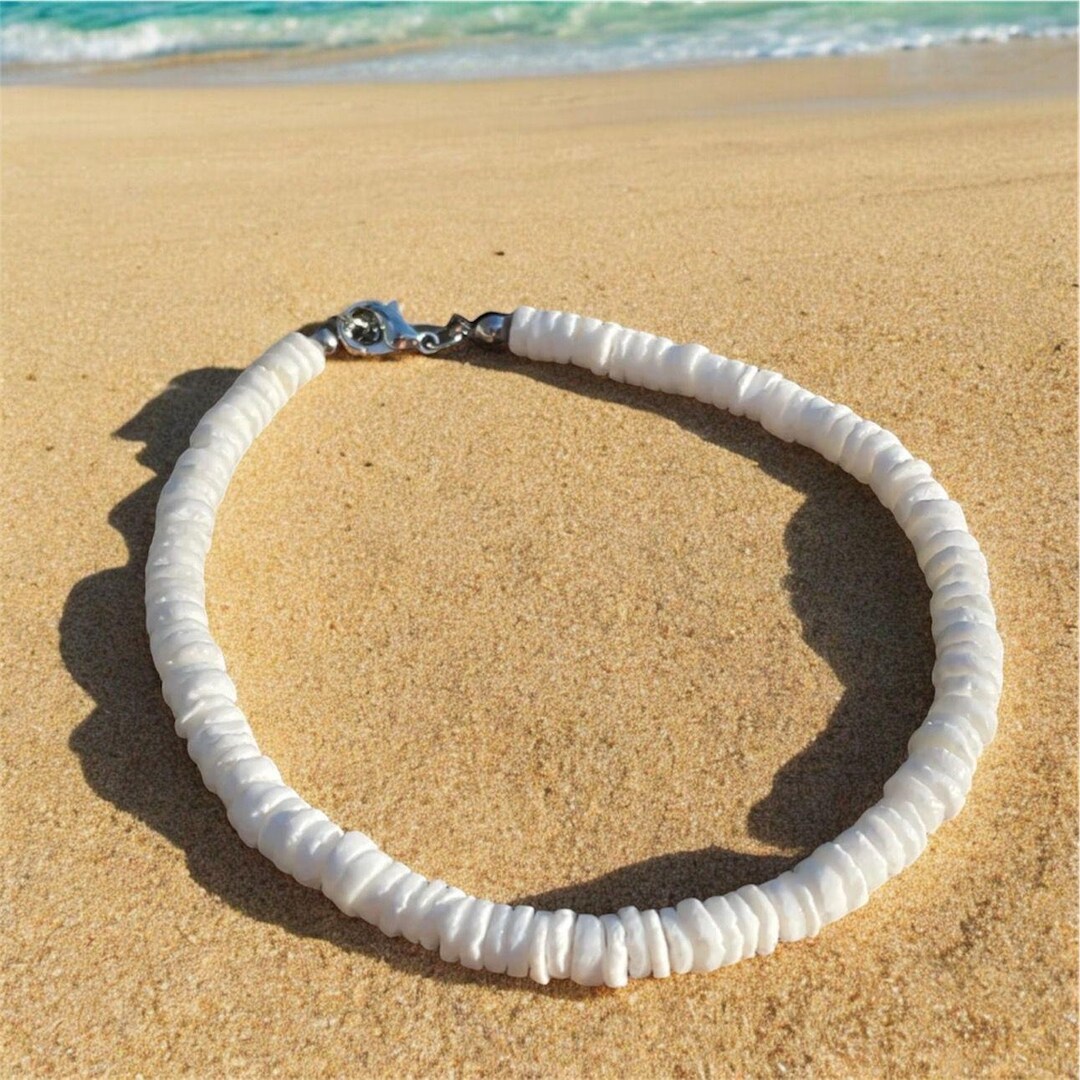 Puka Shell Anklet | Handmade White Shell Anklet | Beach Anklet | Obx ...