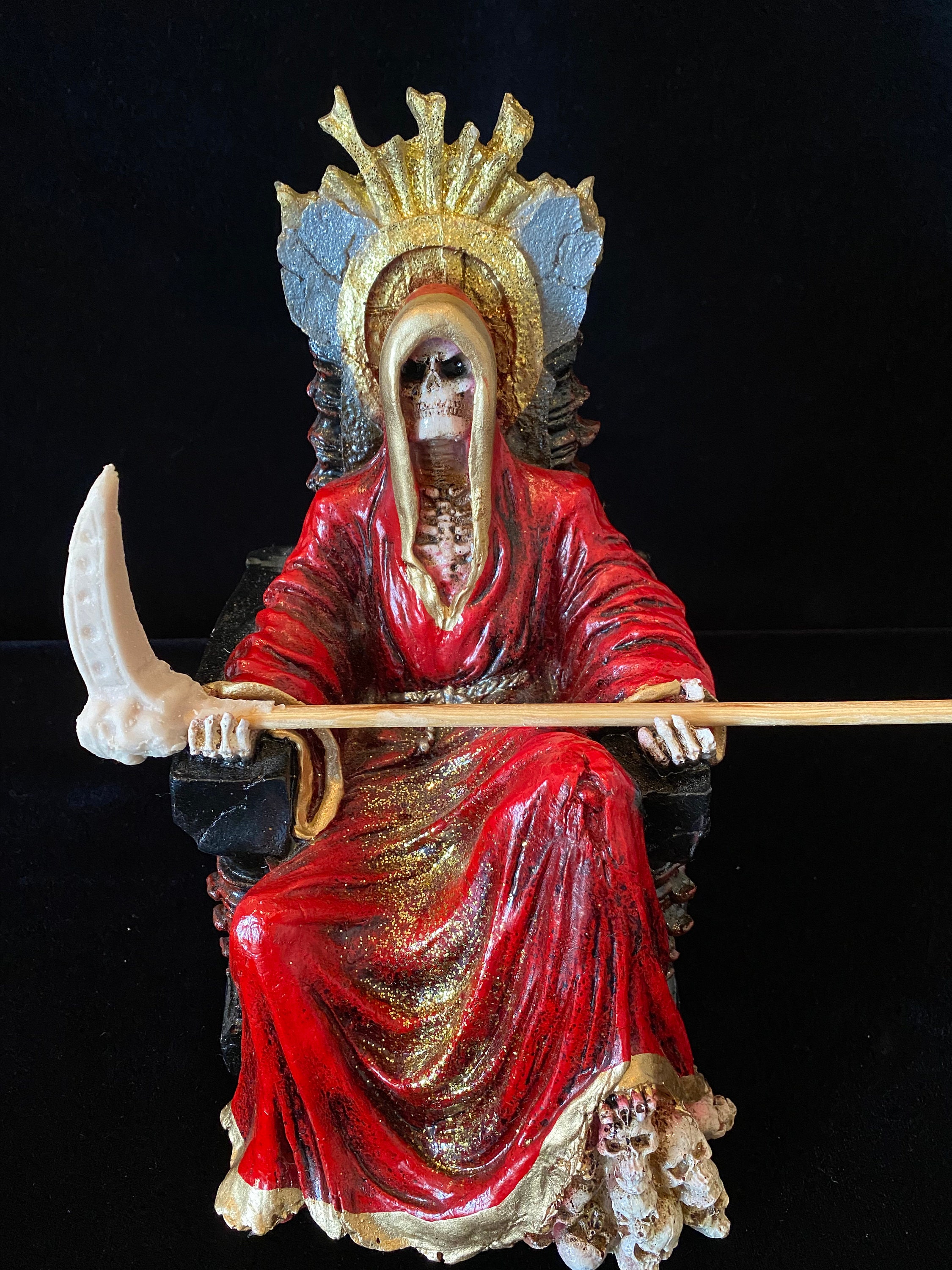 Santa Muerte Statue on Throne in Red - Etsy