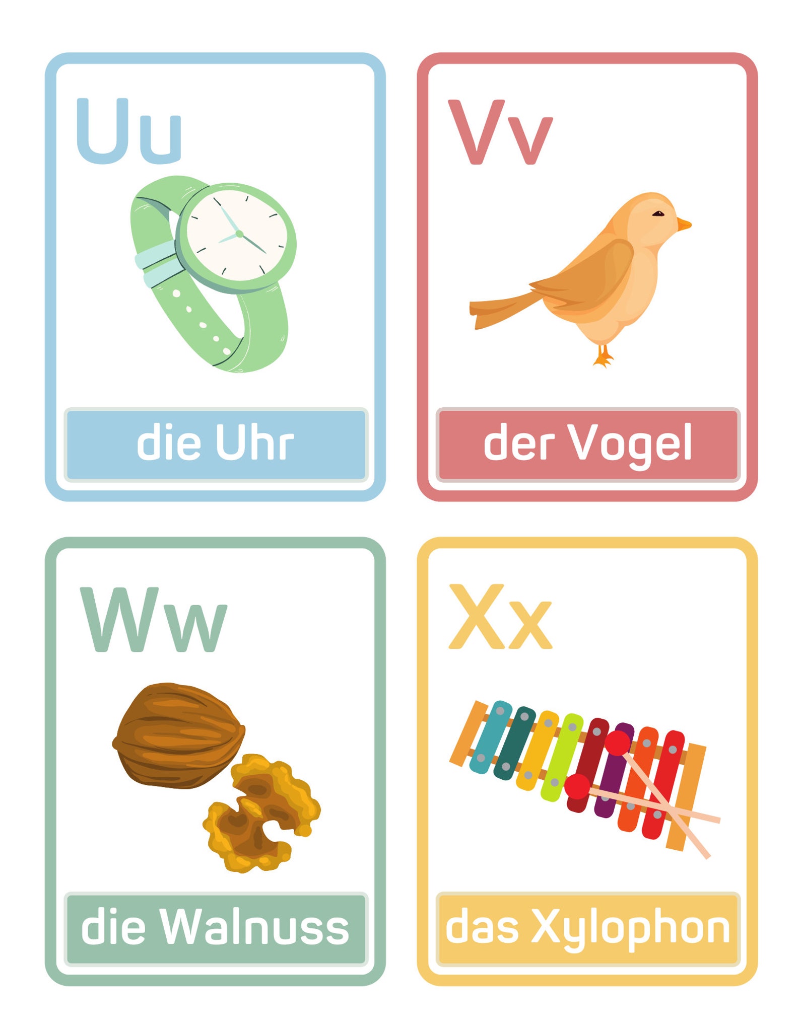 PRINTABLE German alphabet cards abc flash cards childrens | Etsy