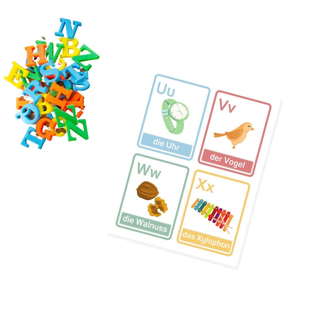 PRINTABLE German alphabet cards abc flash cards childrens | Etsy
