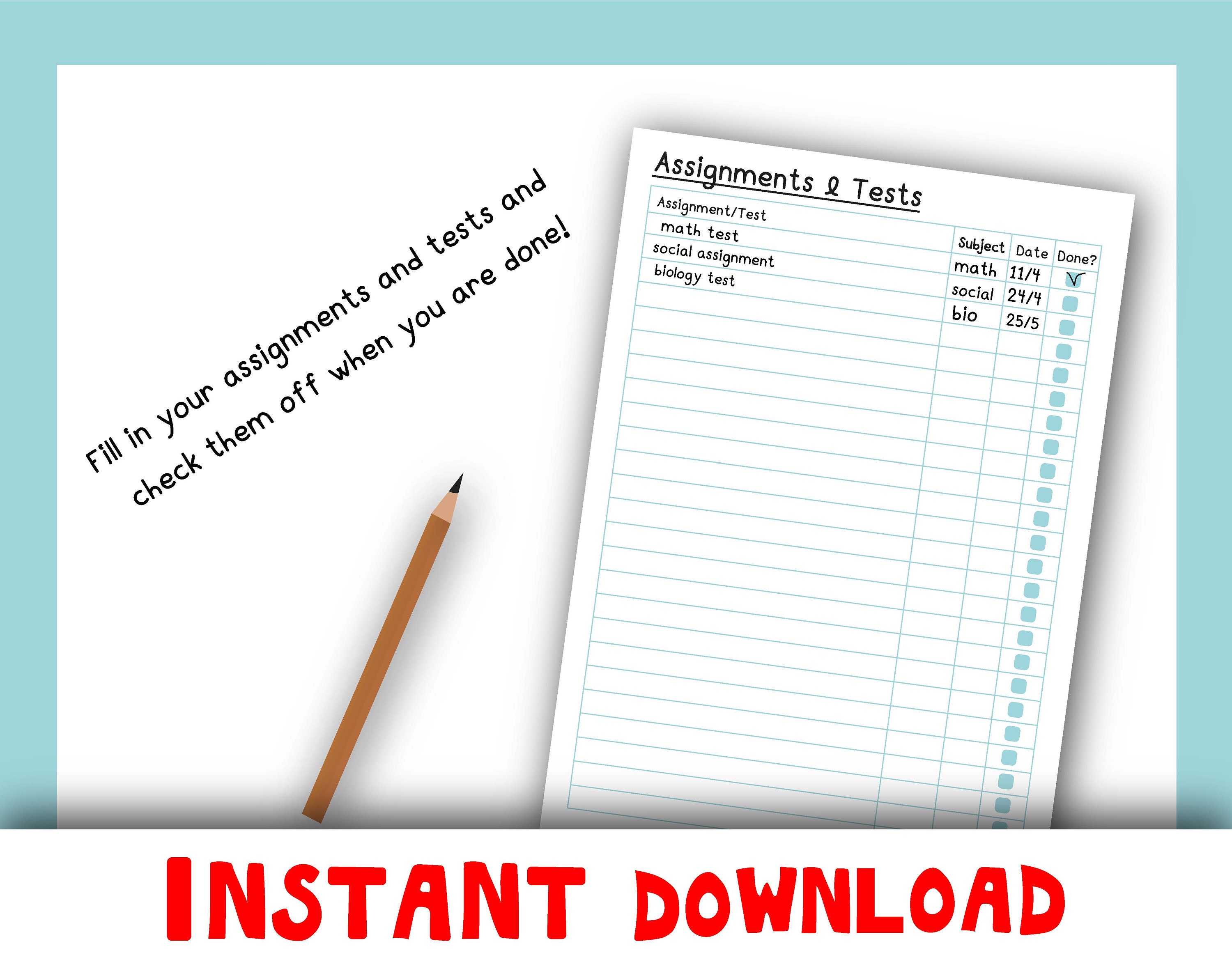Printable Blue School Planner Set, Practice Questions and Practice Test ...