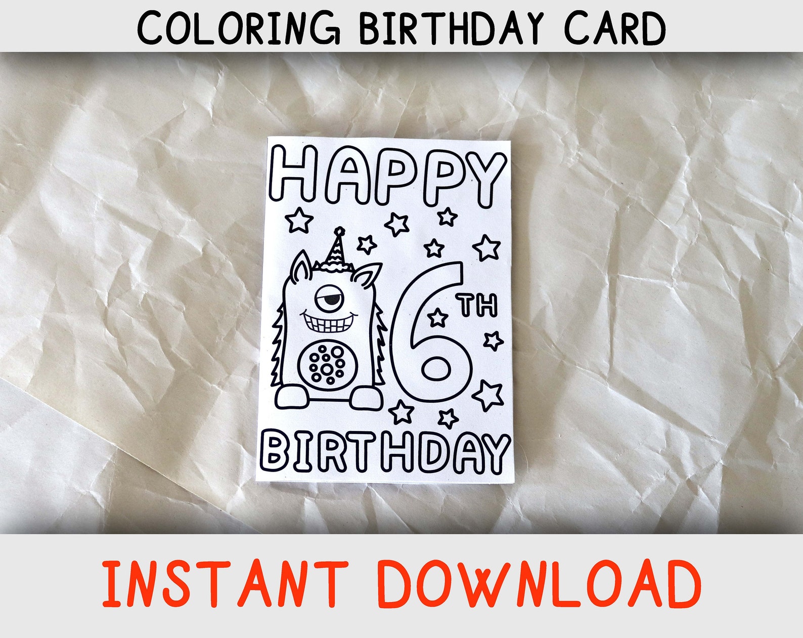 Happy Birthday Coloring Card for Six Year Old Who Loves Coloring Pages ...