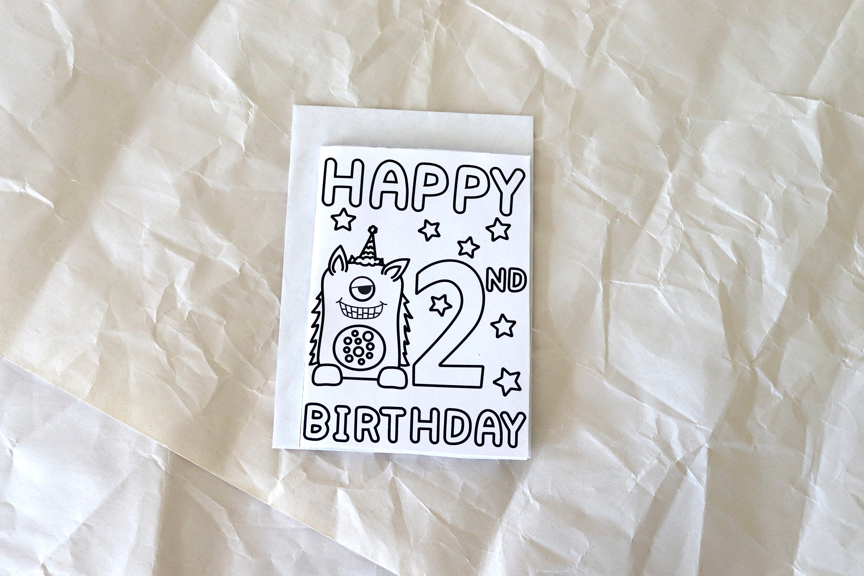 Happy Birthday Coloring Card for Two Year Old Who Loves Coloring Pages ...