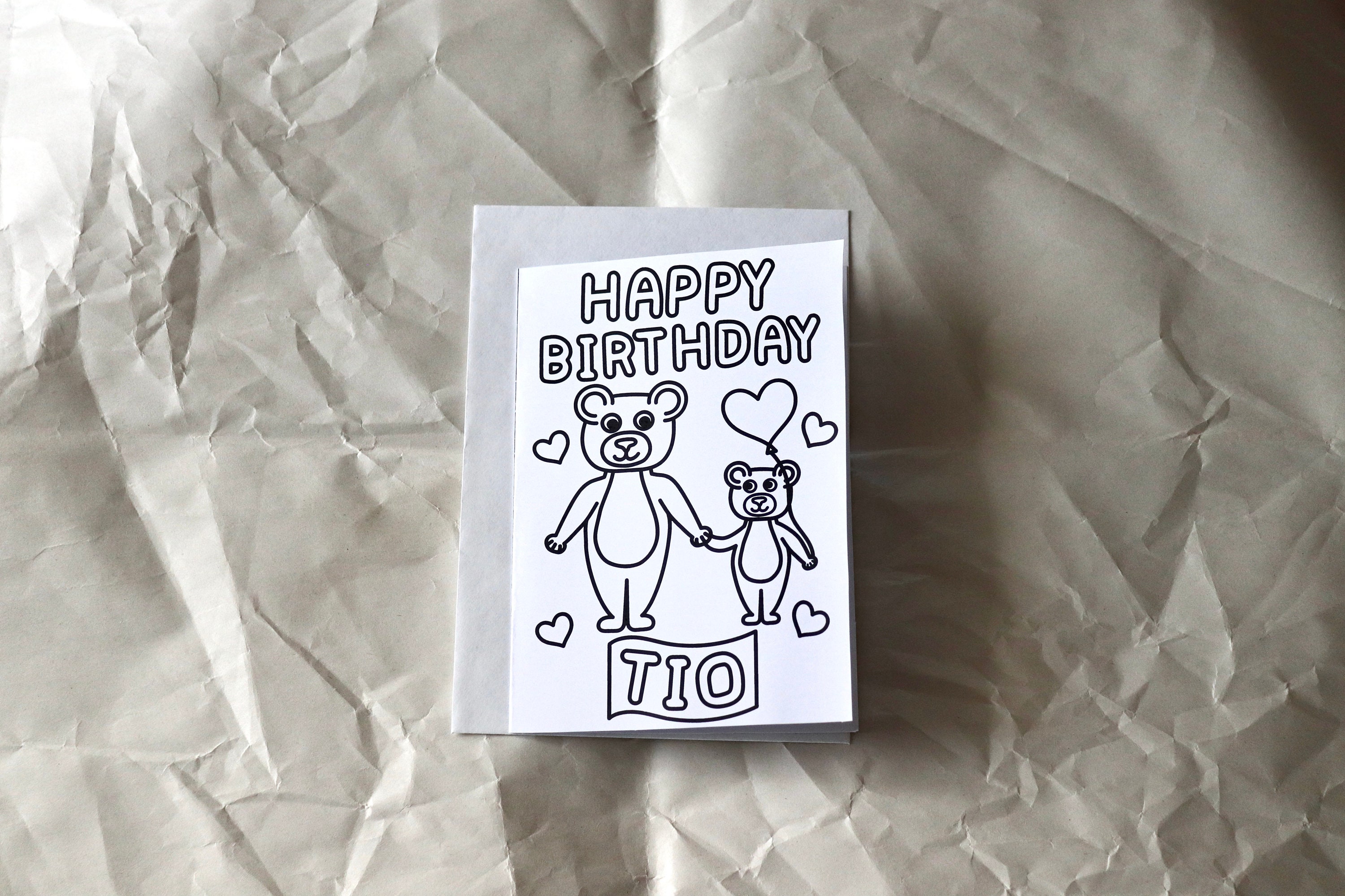 Happy Birthday Coloring Card for Tio From Child / Childern With Bears ...