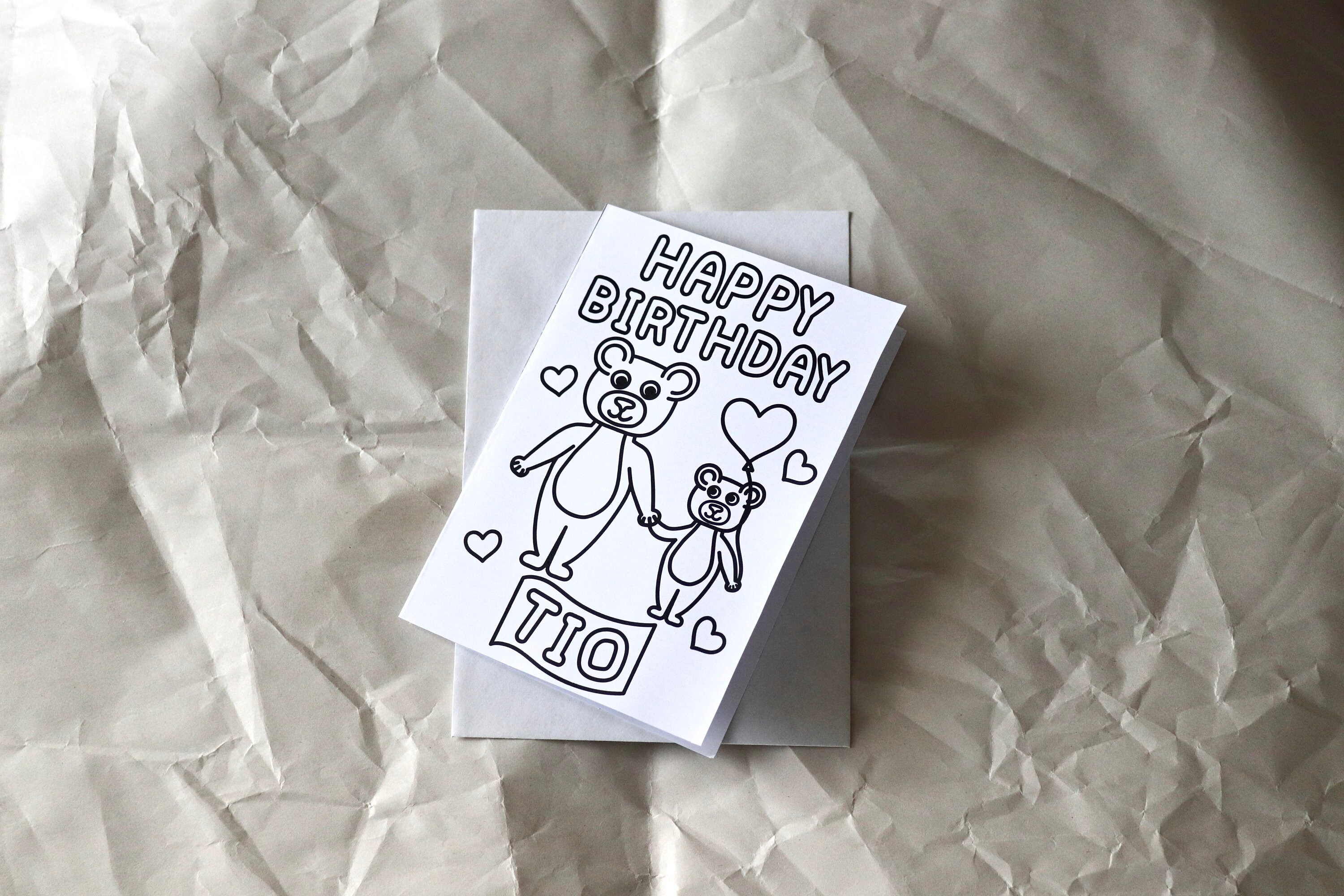 Happy Birthday Coloring Card for Tio From Child / Childern With Bears ...