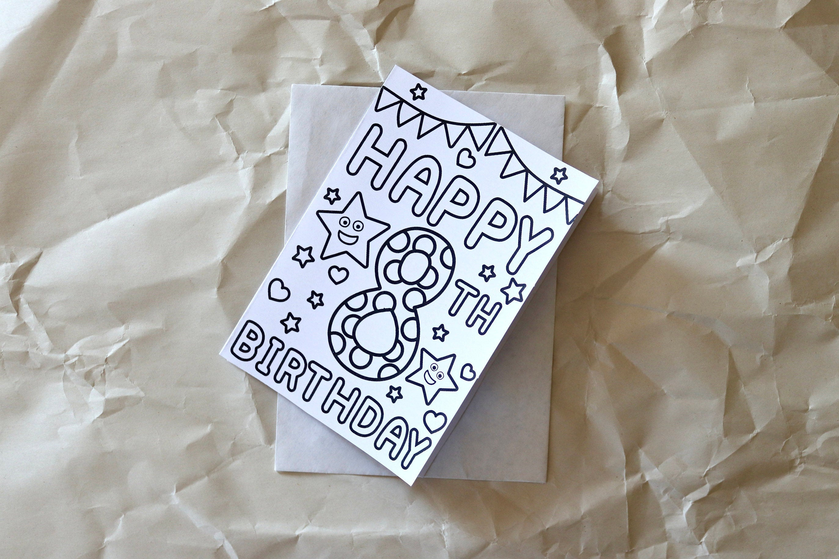 Happy Birthday Coloring Card for Eight Year Old Who Loves Coloring ...