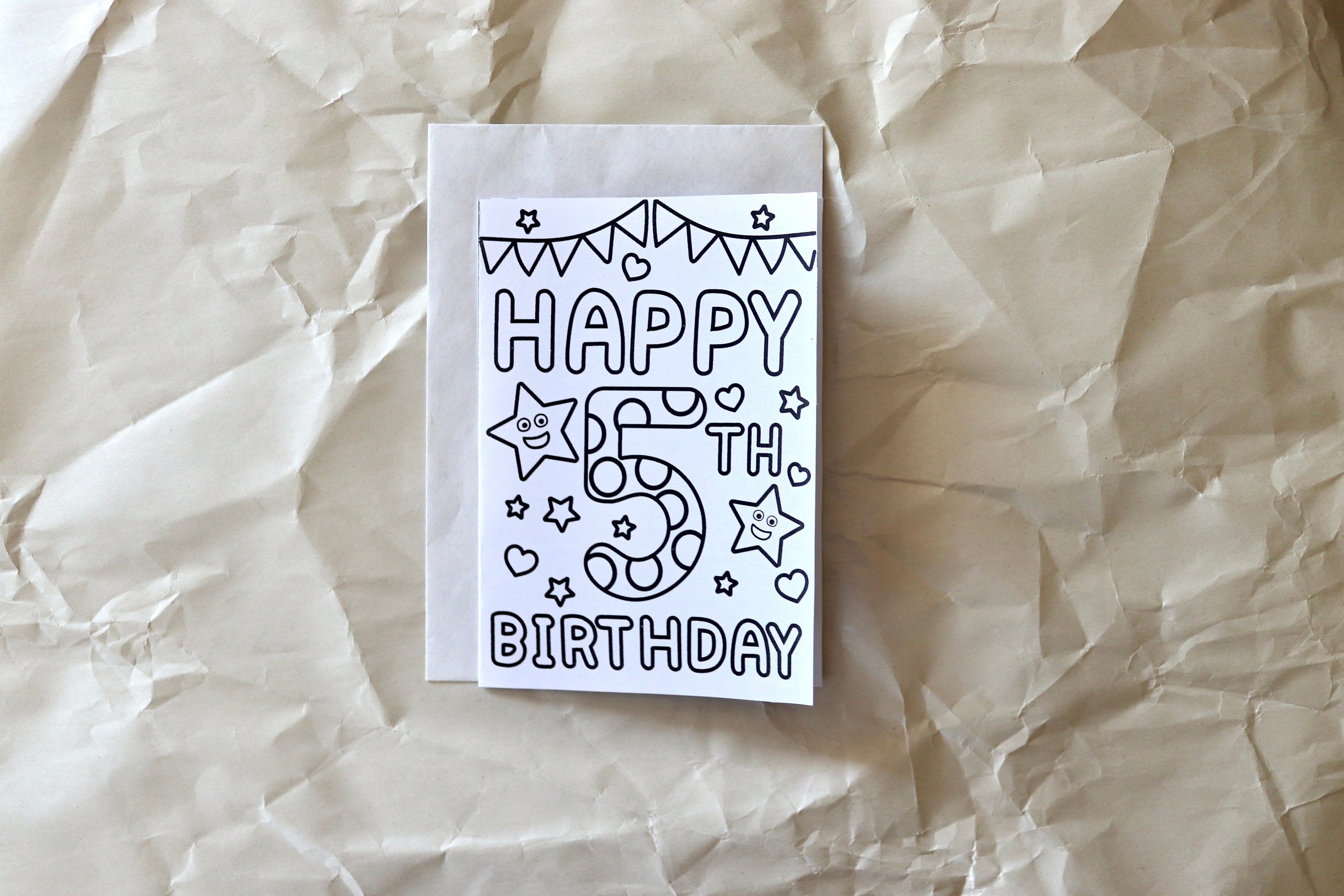 Happy Birthday Coloring Card for Five Year Old Who Loves Coloring Pages ...