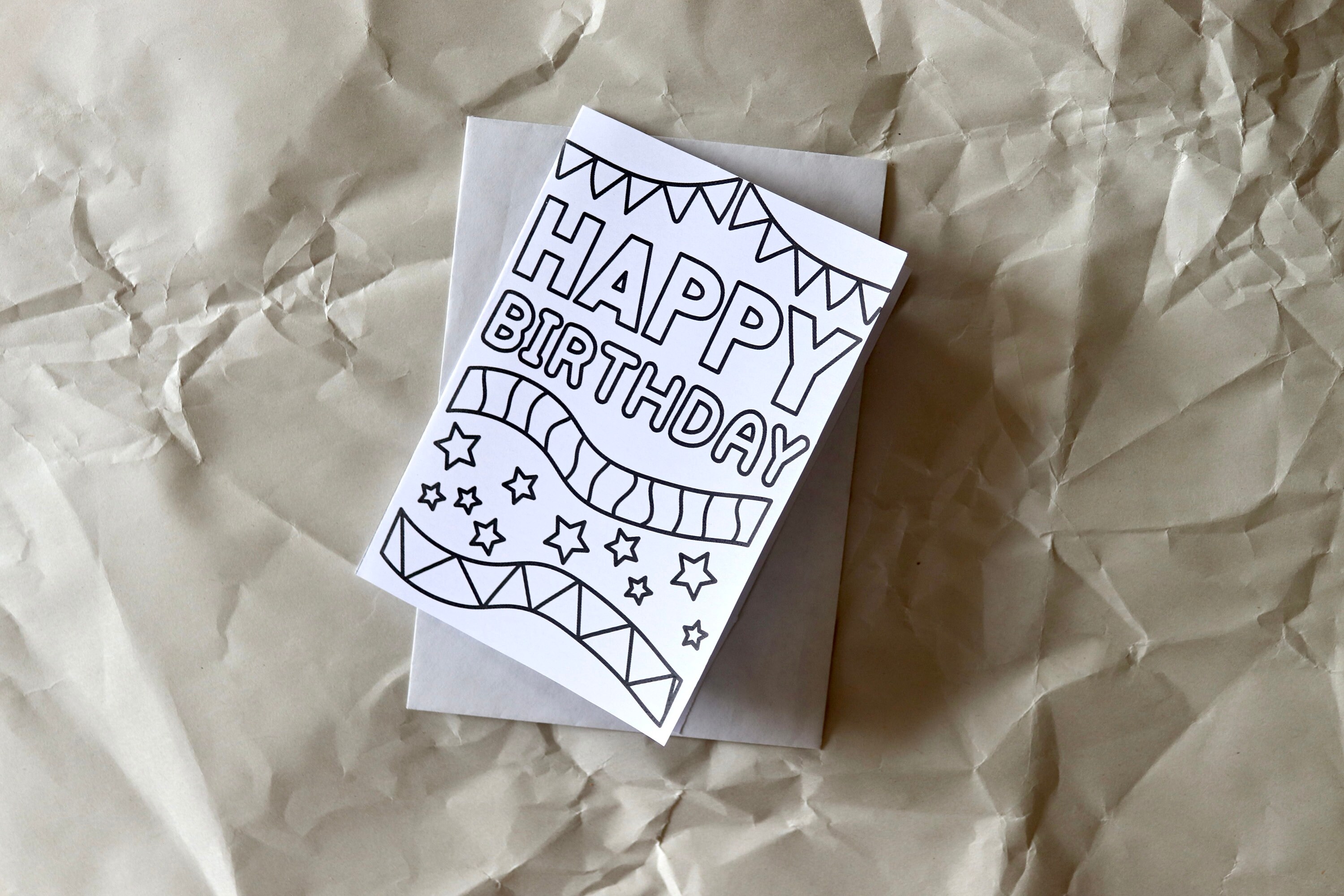 Happy Birthday Coloring Card for Kids Who Loves Coloring Pages, Fun ...