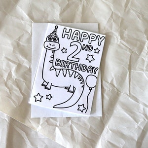 Happy Birthday Coloring Card for Two Year Old Who Loves Coloring Pages ...
