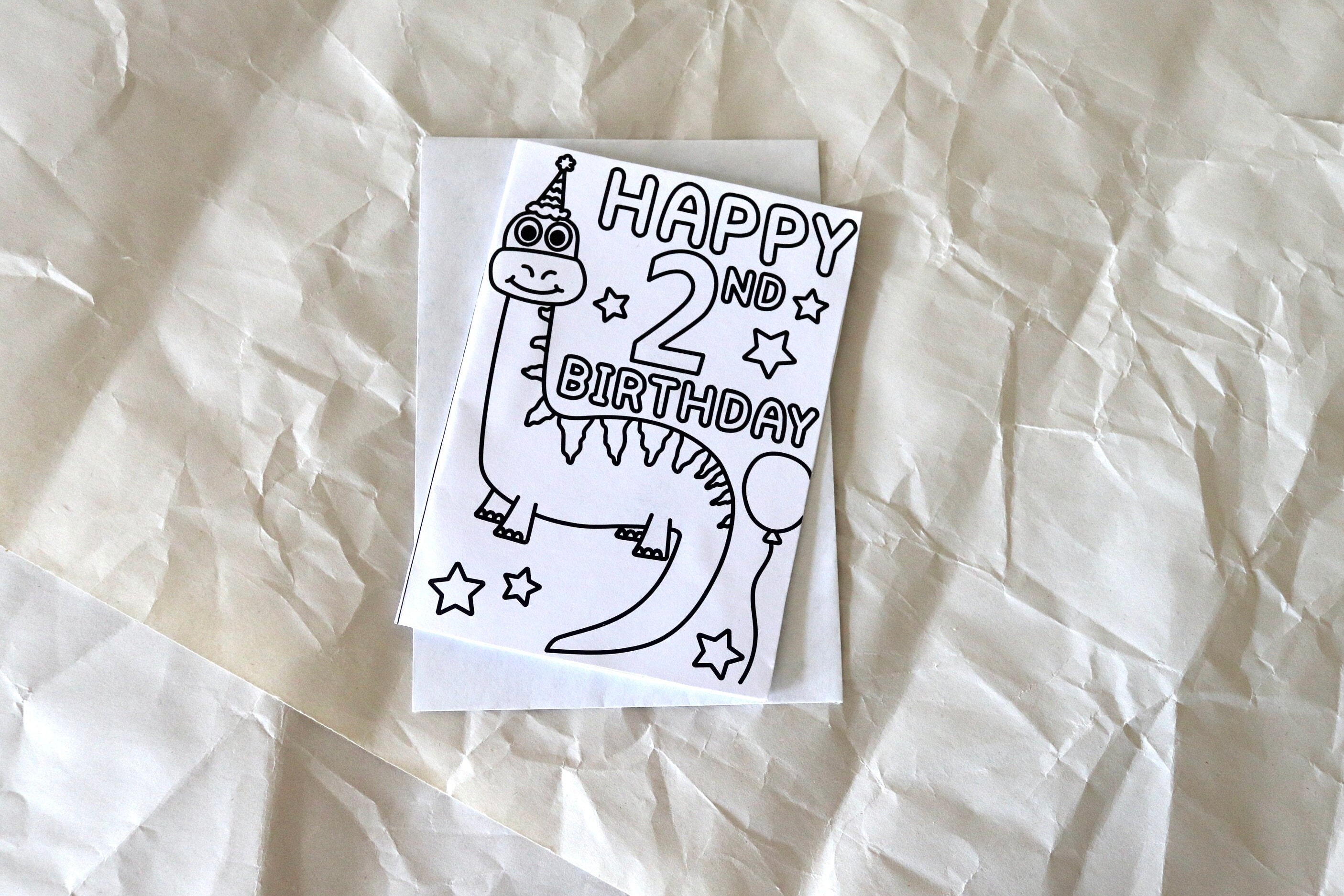 Happy Birthday Coloring Card for Two Year Old Who Loves Coloring Pages ...