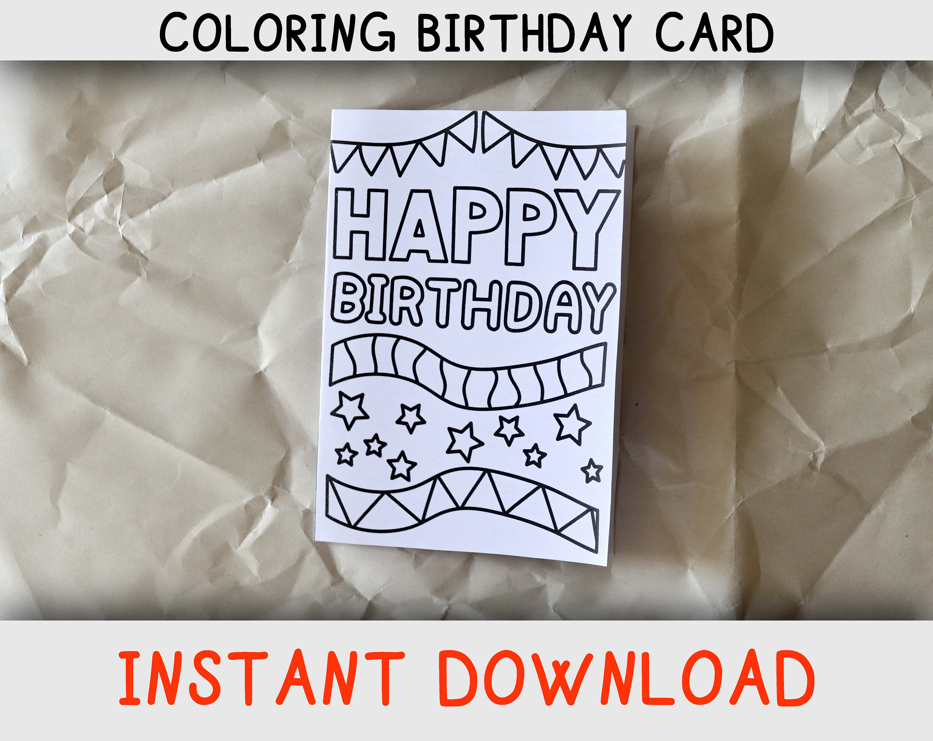 Happy Birthday Coloring Card for Kids Who Loves Coloring Pages, Fun ...