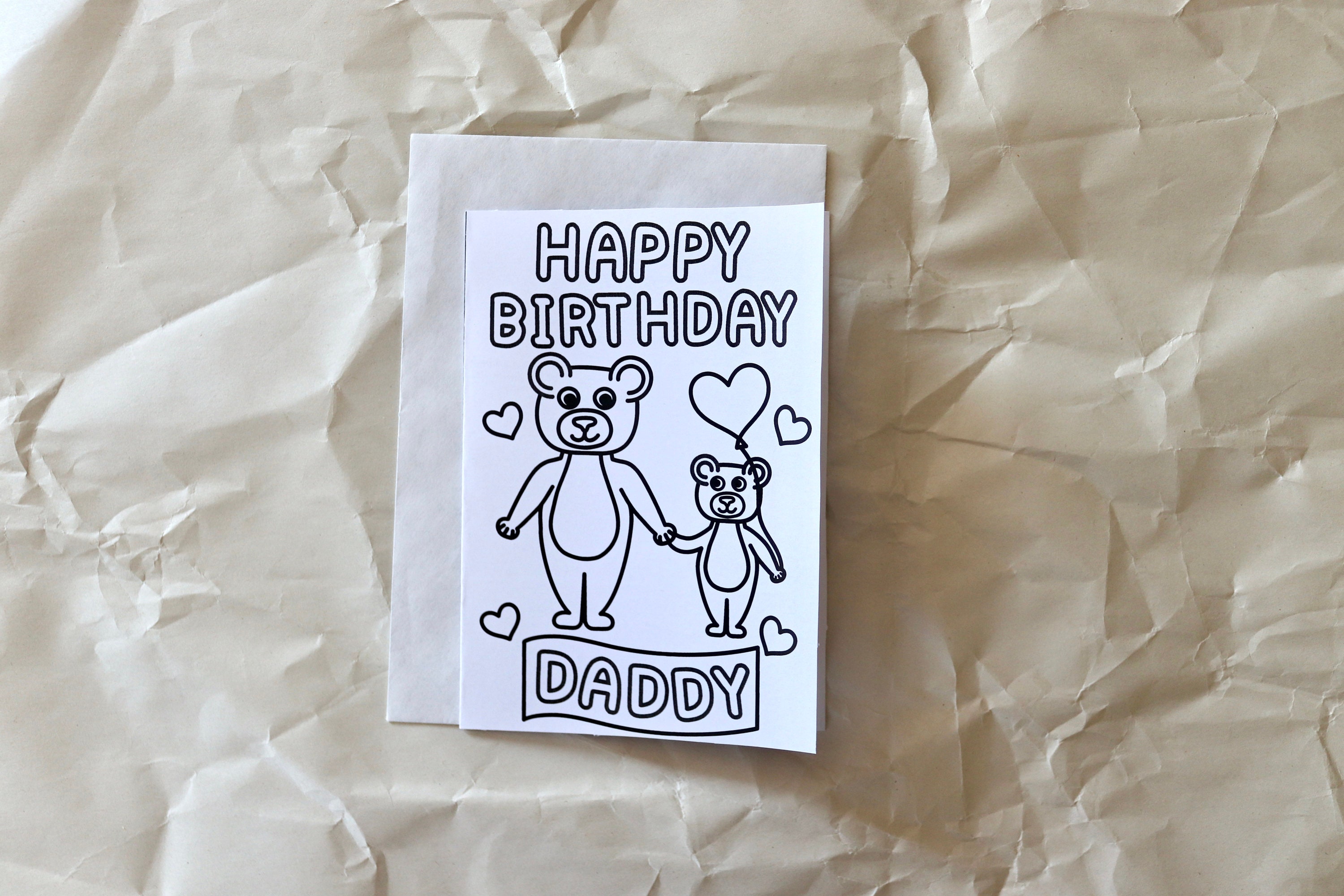 Happy Birthday Coloring Card for Daddy/dad From Child / Childern With ...