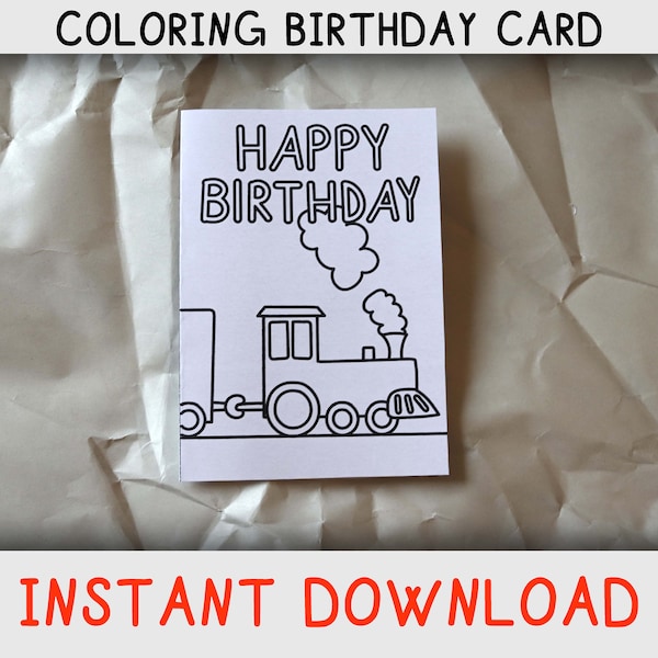 Train Coloring Pages. Birthday - Etsy