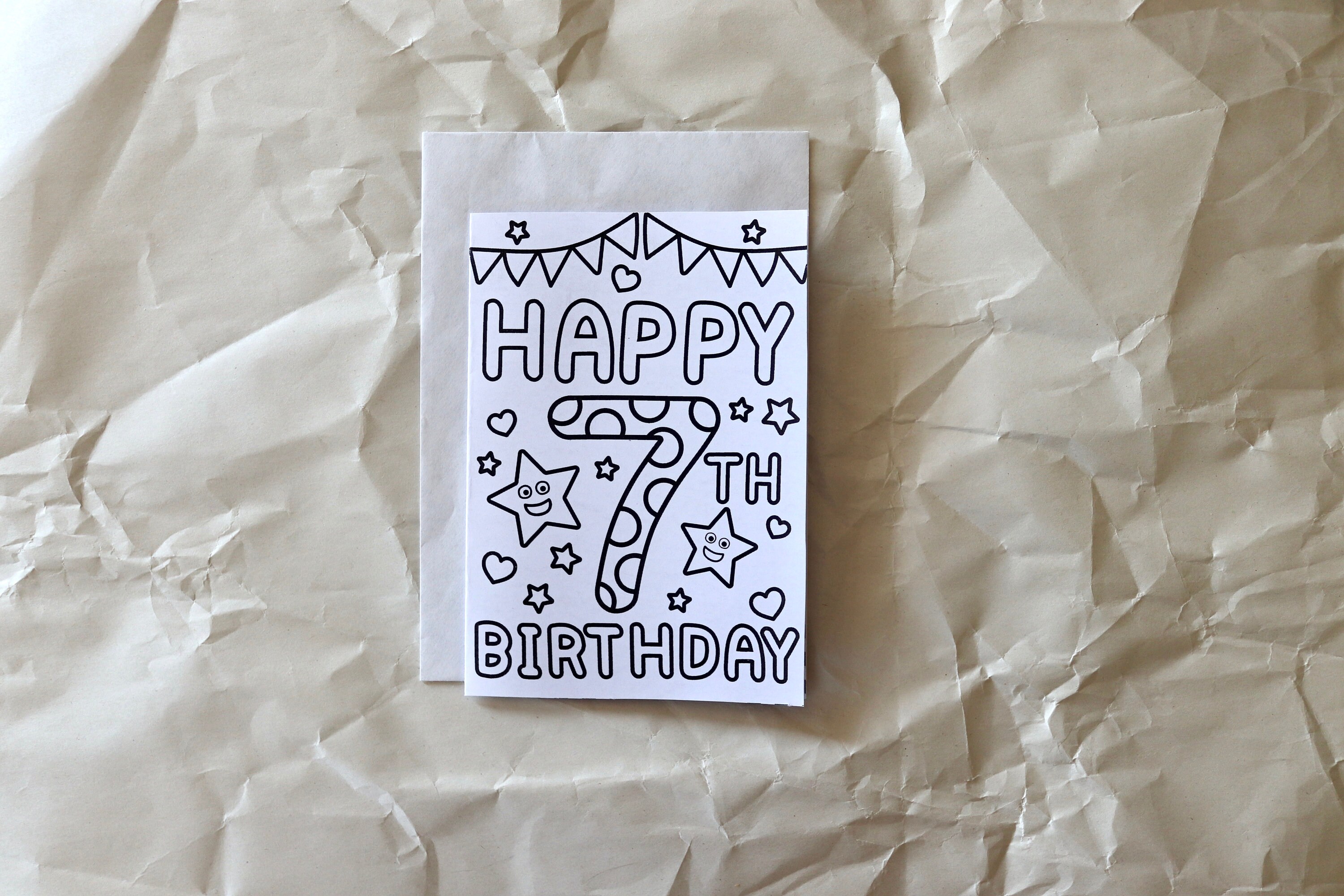 7th Birthday Coloring Card: Printable (digital Download) - Etsy