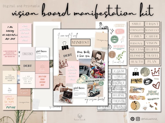 Vision Board Manifestation Kit Dream Board Kit Aesthetic - Etsy